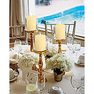 Mottled Pillar Candles by Bask - Set of 8 - 3" x 4" Dripless Unscented Candles in Ivory for Home Decor, Relaxation & All Occasions