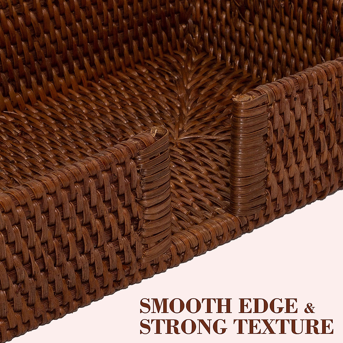 Rattan Guest Towel Holder For Bathroom Towel Caddy Rectangular Napkin Tray Wicker Toilet Tank Basket Dark Brown 9.4 x 5.9 x 2.4 inches Tissue Paper Hand Towels Storage Luncheon Kitchen Countertop