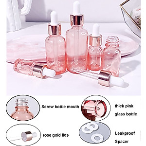 Wresty Pink Glass Dropper Bottles,12 Pack Essential Oil Dropper Bottels Perfume Sample Bottles Cosmetic Container Empty Bottles With Glass Eye Dropper (15ml)