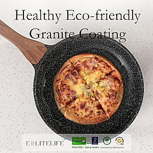 ESLITE LIFE Frying Pan Set with Lids Nonstick Skillet Set Egg Omelette Pans, Granite Coating Cookware Compatible with All Stovetops (Gas, Electric & Induction), PFOA Free, 7-Piece