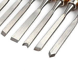 Wood Chisel Tool Set, 12pcs Woodworking Chisels Wood Carving Tools Trimming Down Wood Woodworking Lathe Gouges Tools with Roll-Up Carrying Case for Carpenter Craftsman,6mm (1/4"), 12mm (1/2")
