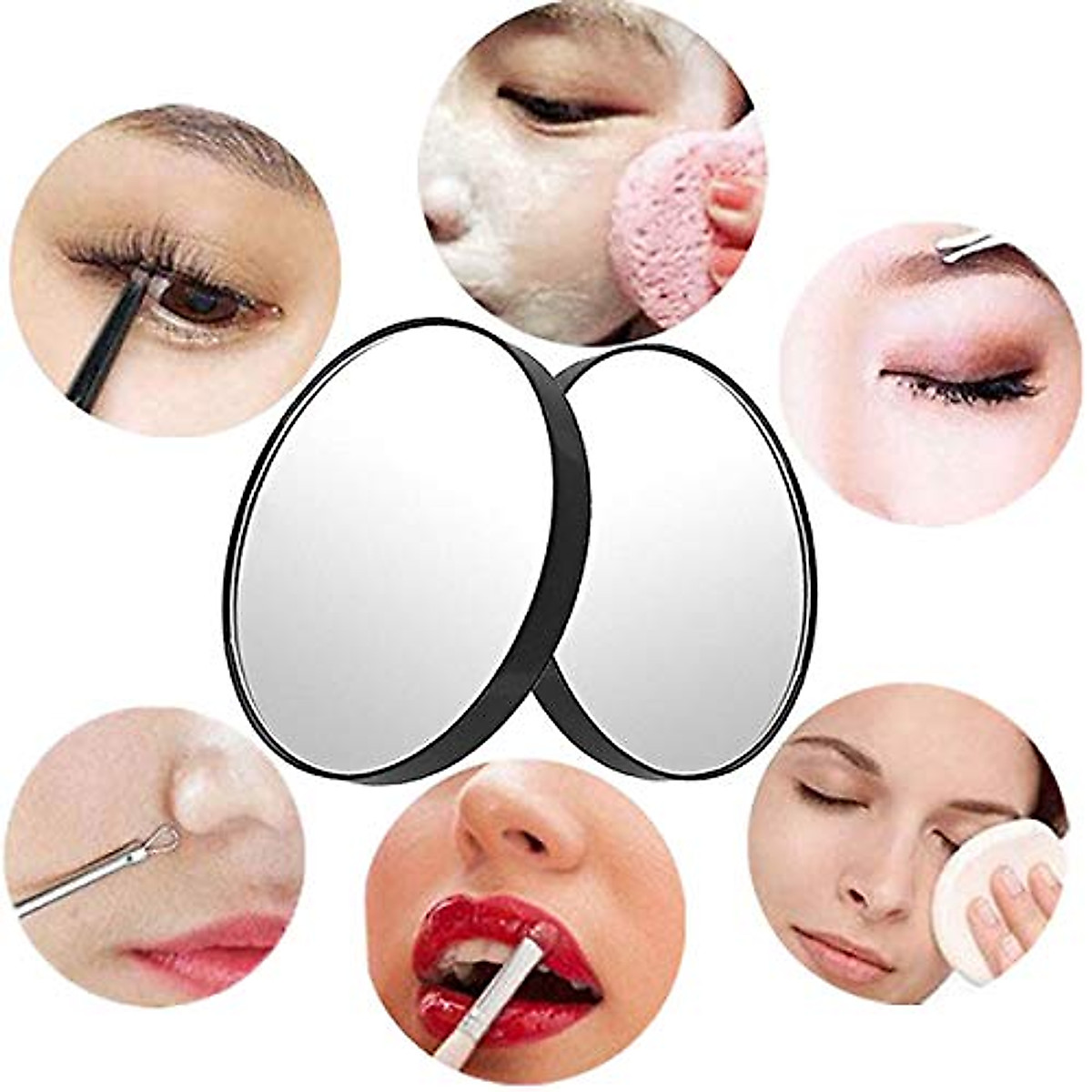 10X Magnifying Makeup Mirror, Round Mirror 2 Suction Cups Facial Makeup Cosmetic Absorption Shaving Home Makeup Travel Essential(Diameter 3.46 inches)
