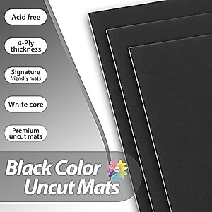 Mat Board Center, 11x14 Black Color Uncut Photo Mat Boards - 1/16" Thickness - for Frames, Prints, Photos and More (10 Pack)