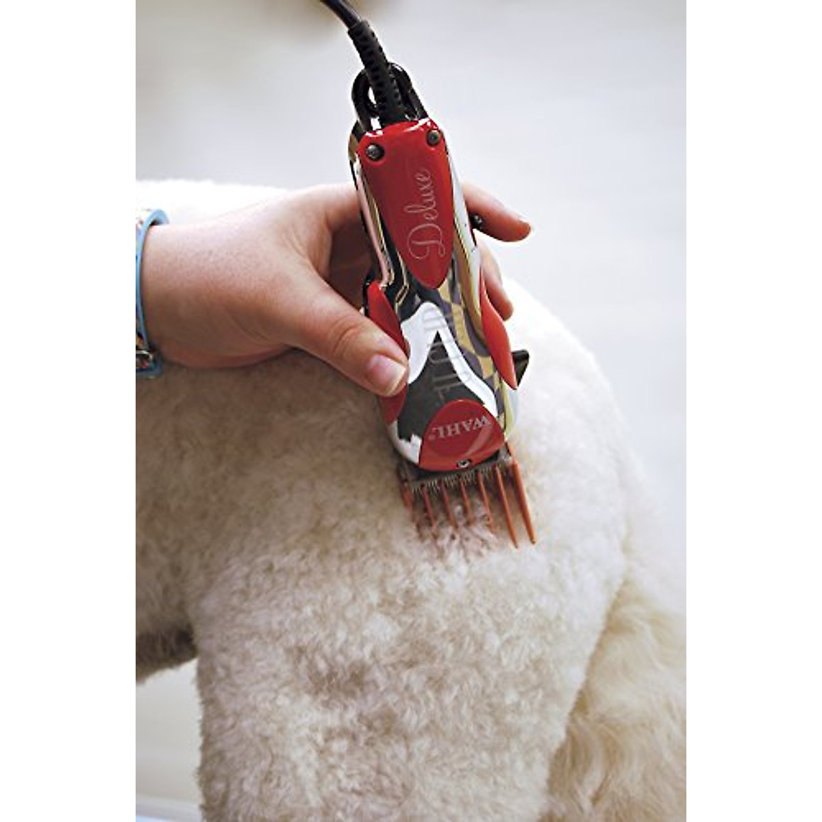 WAHL Professional Animal Deluxe U-Clip Pet, Dog, & Cat Clipper & Grooming Kit (9484-300), Red and Chrome