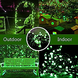Twinkle Star Solar Halloween String Lights, 98FT 300 LED 8 Modes Solar Powered Starry Fairy Light Waterproof, Outdoor/Indoor Christmas Decor for Garden Yard Holiday Party Wedding, Green
