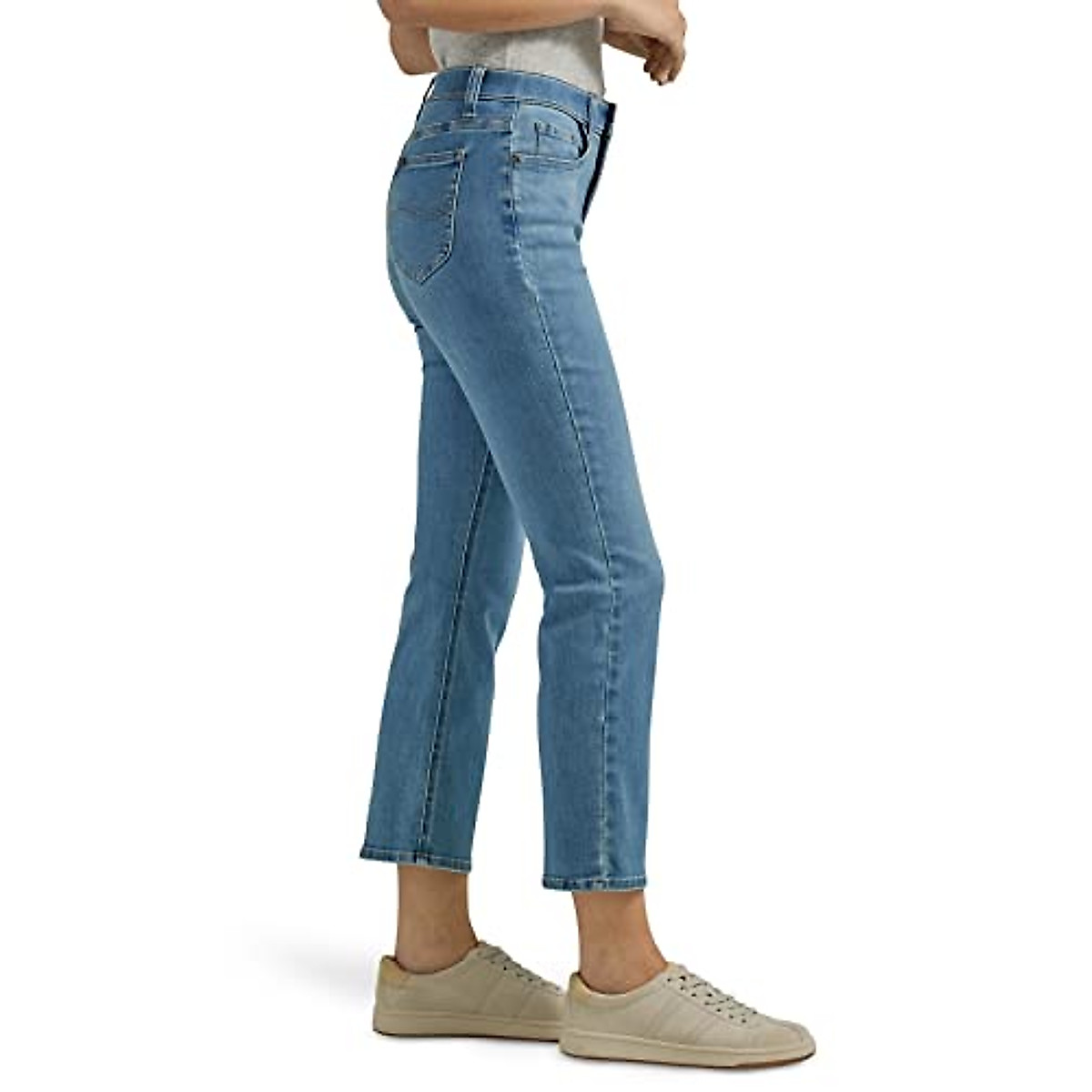 Lee Women's Ultra Lux Mid-Rise Demi Boot Crop Capri Jean, Vintage Grace, 10 Reg