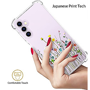 Topgraph Samsung Galaxy S23 Case Floral Flower Clear Cute for Women Girly Designer Girls,Silicone Transparent Phone Case Floral Design Compatible with Samsung Galaxy S23 (Flower Bouquet Wild)