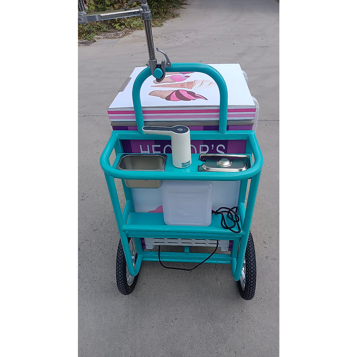 Kolice Commercial ice Cream cart with Freezer Mini Gelato ice Cream cart Refrigerator cart Mobile Food carts