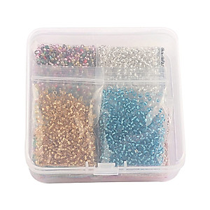 Glass Beads 2mm Tiny Seed Beads for Jewelry Making Approx 7200pcs(12colors/Pack 600pcs/color) (Multicolor)
