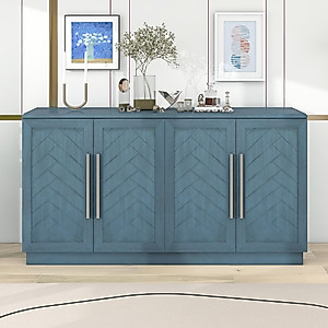 LUMISOL Farmhouse Kitchen Sideboard Buffet Cabinet with Storage Doors and Adjustable Shelf Wood Storage Cabinet for Living Dining Room