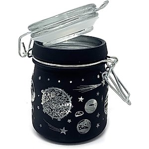 Airtight Glass Herb Jar Medium 3.75" Tall (Black Frosted/Galaxy)