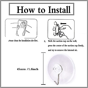 Suction Cup Hooks (50 Pack), 45mm Clear PVC Suction Cups with Metal Hooks Heavy Duty Removable Large Wall Hooks for Kitchen Bathroom Shower Hanging Organizer Supplies