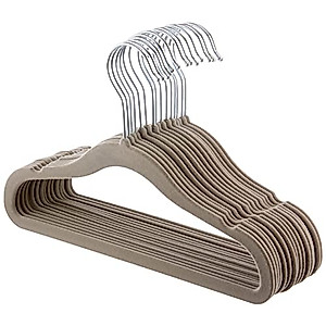 Amazon Basics Slim, Velvet, Non-Slip Suit Clothes Hangers, Gray/Silver - Pack of 50 & Kids Velvet, Non-Slip Clothes Hangers, Gray - Pack of 50