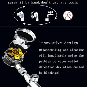 Propeller Turbo Fan 360 Spinning High Pressure Hydro Jet Shower Head - Easy Install Vortex Propeller Driven Spa Shower Heads With Filter (Bule)