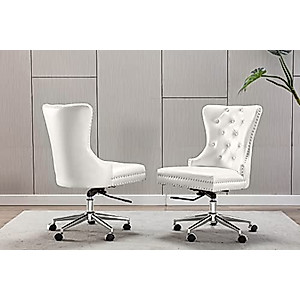 Best Quality Furniture OC39-A Office Chair, White Faux Leather