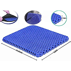 Gel Support Cushion，Gel Seat Cushion,with Non-Slip Cover,Help for Relieving Back Pain ,use for The Car,Office,Wheelchair (Blue)