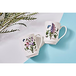Portmeirion Botanic Garden Collection Flared Tankard Mug | 14 Oz Coffee Mug with Garden Lilac Motif | Made in England from Fine Earthenware | Dishwasher Safe