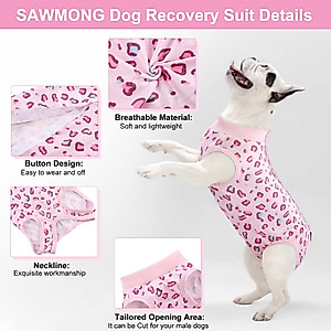 SAWMONG 2 Pack Dog Surgery Recovery Suit, Leopard Recovery Suit for Dogs after Surgery, Dog Spay Surgical Suit for Female Dogs, Dog Onesie Body Suit for Surgery Male Substitute Dog Cone Alternative
