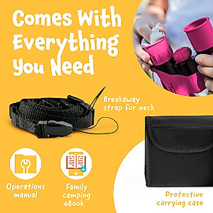 Think Peak - Binoculars for Kids Ages 4-8 - Outdoor Sports - Educational Adventure - 8x21 Compact - Nature Exploration Bird Watching - Pink