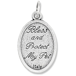 Caritas et Fides St. Francis Bless and Protect My Pet Medal Charm - 1" Medal Pendant Silver Oxidized St. Francis for Necklace, Medals for Jewelry Catholic, Made in Italy