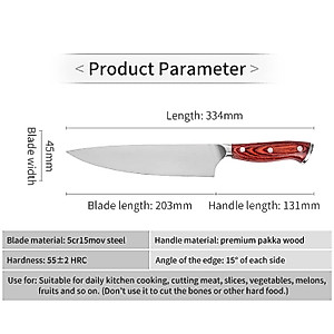 Chef knife Steel-8 Inch -German Stainless Steel In High Carbon Professional Kitchen Knife Sharp Paring Knife With Ergonomic Handle,Kitchen Gadgets and Gift