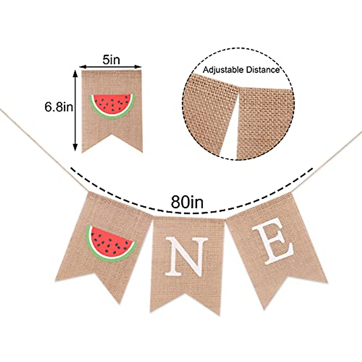 Melon First Birthday Decoration - Watermelon Burlap Highchair Banner - Summer Baby's First Birthday Sign (watermelon+NE)