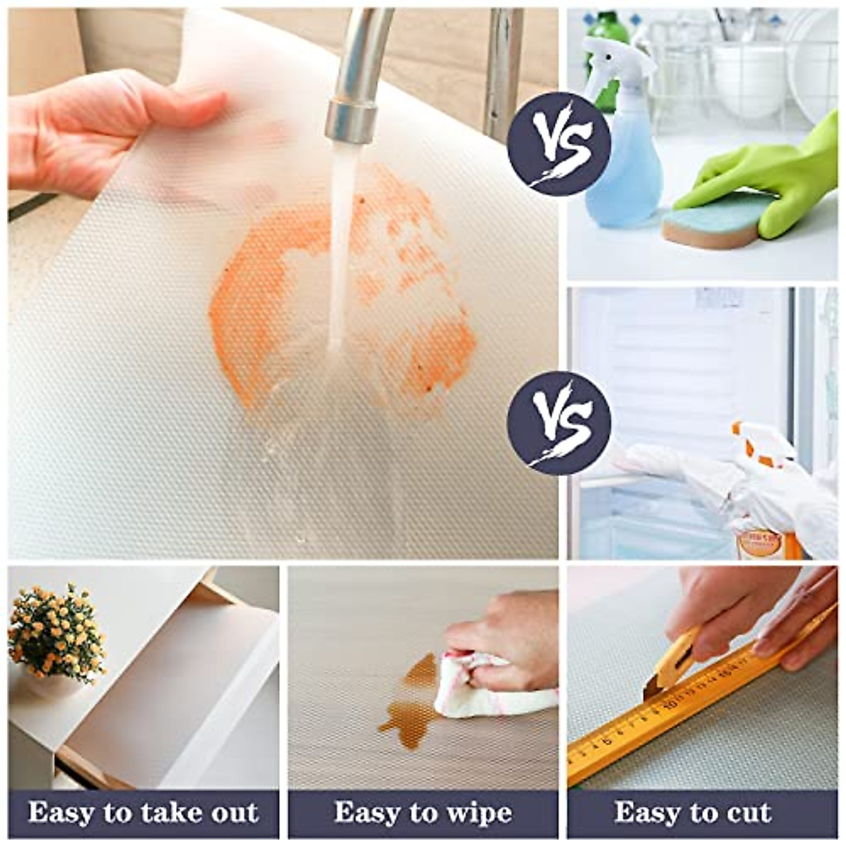 Hersvin Shelf Liners 24 in x 20 ft EVA Drawer Mats, Non-Adhesive Cupboard Pad, Kitchen Cabinet Lining Fridge Cushion (Transparent Diamond, 61x610cm)