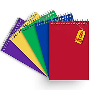 1InTheOffice Wirebound Memo Pads, 4" x 6", College, Assorted, 50 Sheets/Pad, (5 Pads)