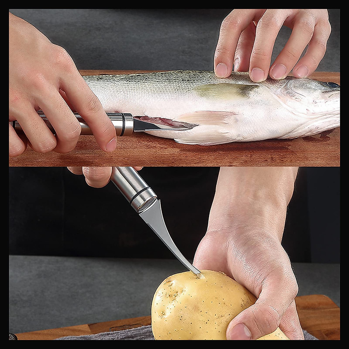 1 Set 2 Pcs Stainless Steel Shrimp Opener Fish Seafood Cleaner Tool Prawn Cleaning Tool Seafood Picks Tool Shrimp Prawn Peeler Crab Poop Oyster Wooden Peeling Machine Lobster