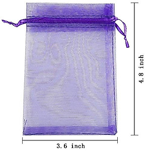Akstore 100pcs 3.6x4.8''(9x12cm) Organza Gift Bags, Drawstring Pouches Jewelry Party Wedding Favor Gift Bags,Candy Bags. (Purple)