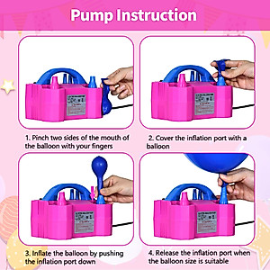 Freechase Electric Balloon Pump for Inflatables - Portable Dual Nozzle Balloon Blower Pump with Tying Tool for Garland Balloon Arch Kit Weddings, Birthday Party Decoration (110V~120V, 600W)