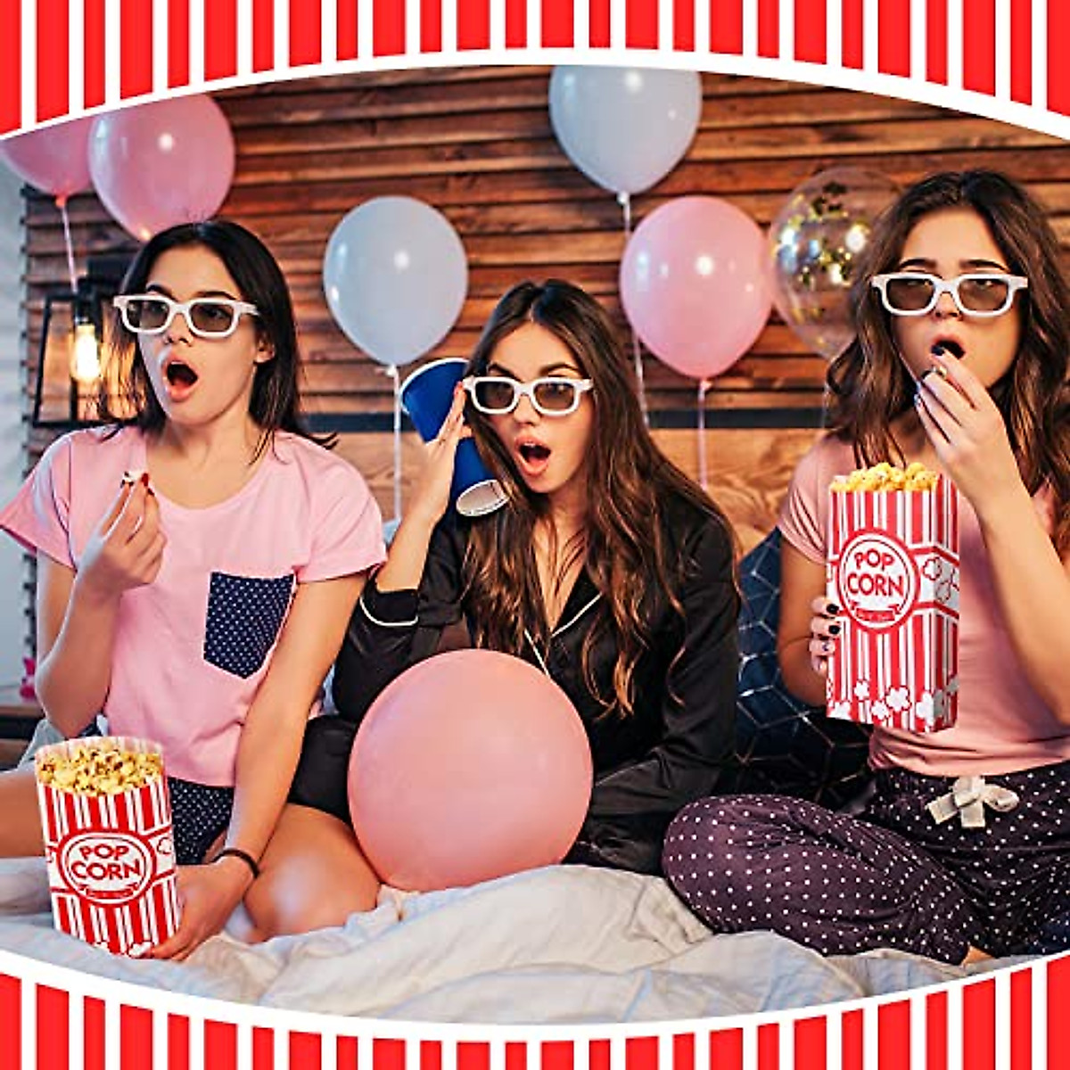 Paper Popcorn Bags 2 oz Grease Resistant Popcorn Bags Individual Servings Tear Resistant Popcorn Holders Red and White Container Popcorn for Carnival Movie Party Supply, 5.5 x 2 x 11.2 Inch (500 Pcs)