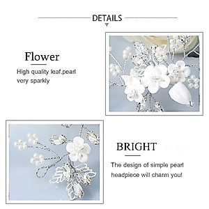 Unicra Bride Flower Wedding Hair Vine Pearls Bridal Hair Piece Crystal Hair Accessories for Women and Girls (Silver)