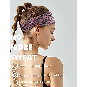 TERSE Moisture Wicking Headbands for Women - Non Slip Sweatbands for Workout, Sports, Yoga, Running, Athletic Hair Bands
