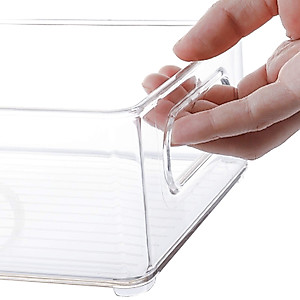 Kingrol 8 Pack Plastic Storage Bins for Freezer, Pantry, Countertop, Cabinet Organization, Stackable Food Storage Organizer with Handles, BPA Free, 10 x 6 x 3 Inch, 10 x 4 x 3 Inch