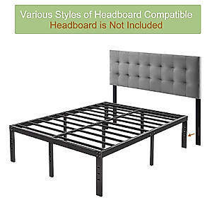 Bednowitz Full Size Metal Platform Bed Frame, 12 Inch Full-Bed-Frame with Heavy Duty Steel Slats, Noise Free Mattress Foundation No Box Spring Needed, Easy Assembly, Black