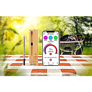 New MEATER+165ft Long Range Smart Wireless Meat Thermometer for The Oven Grill Kitchen BBQ Smoker Rotisserie with Bluetooth and WiFi Digital Connectivity Bundled with HogoR Black Glove