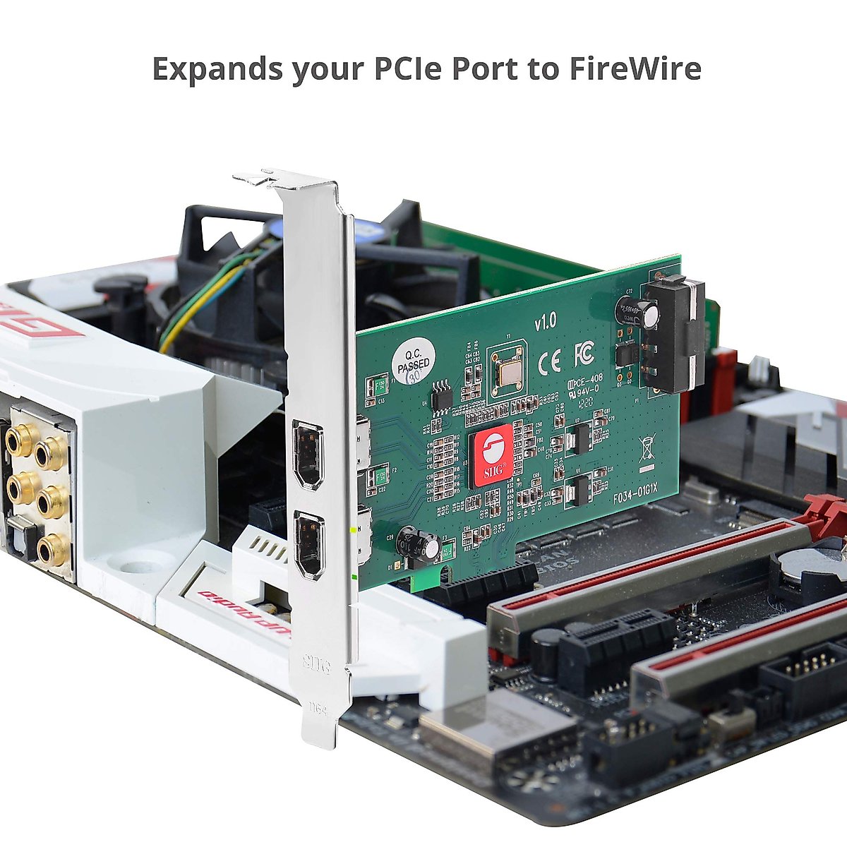 SIIG Dual Profile 2-Port FireWire 400 PCIe Card, PCIe 1.1 x1 to Dual 6-pin 1394a Port, 400Mbps, TI XIO2213BZAY Chipset, for Windows & Mac, Dual-Profile Brackets (NN-E20211-S1)