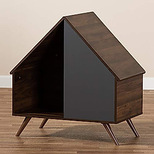 Baxton Studio Pet Houses, Walnut/Grey