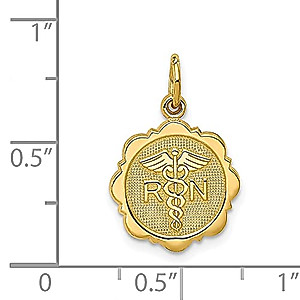 IceCarats 14K Yellow Gold Registered Nurse Caduceus Paramedic Rn Doctor Medical Student Nursing Symbol Necklace Charm Pendant 20mm x 12mm Only