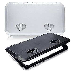 smartmarine 24"x14" Marine Boat Deck Hatch Cover,Boat Access Hatch & Lid, Black/White (Black)