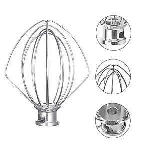 K45WW Wire Whip for Kitchenaid Stand Mixer, Stainless Steel, Egg Heavy Cream Beater, Cakes Mayonnaise