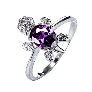 oAtm0eBcl Silver Turtle Animal Ring for Women Girl. Oval Cubic Zirconia Halo CZ Knuckle Rings Wedding Bands Promise Rings for Women,Blue,US 7