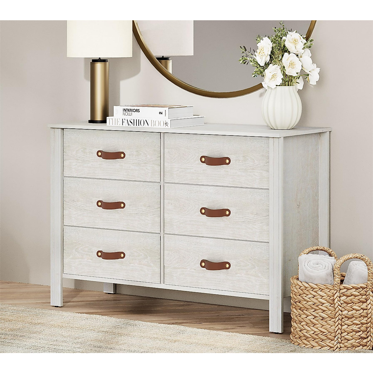 WAMPAT Kids Dresser for Bedroom, White Dresser with 6 Drawers, Baby Closet Storage Organizer Dressers & Chest of Drawers for Nursery, Living Room, Hallway