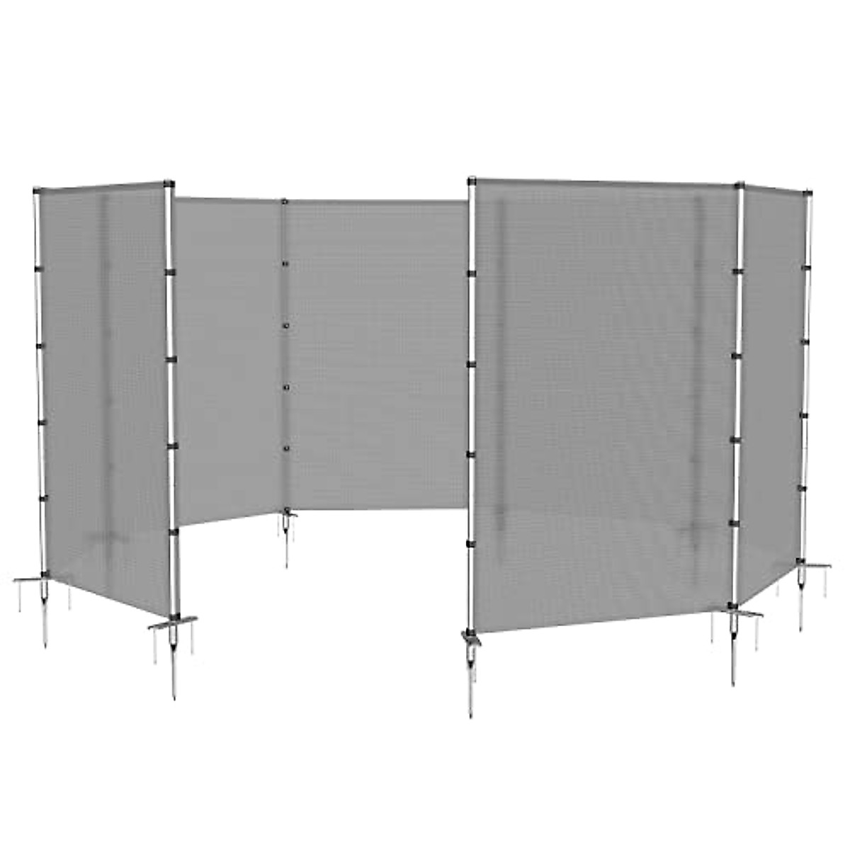 TANG Outdoor Privacy Fencing with Poles Ground Spikes Dog Garden Privacy Fence Backyard Patio Yard Barrier Boarder Divider Grey 6'x24'