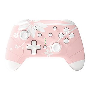 Mytrix Updated Wireless Pro Controllers for Nintendo Switch, Windows PC iOS Android Steam/Steam Deck, Sakura Pink Bluetooth Controller with Programmable, Wake-Up, Headphone Jack, Auto-Fire Turbo, Motion, Vibration