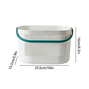 Generic Plastic Bathroom Storage Basket with Handle Portable Shower Caddy Tote Organizer Basket Bin Fruit Storage Basket, Thickened Plastic, for Bathroom Kitchen Dorm Room Bedroom (Green)