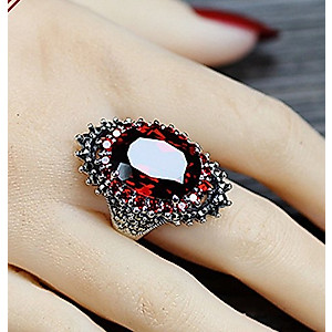 Victoria Jewelry Fashion Women's 925 Sterling Silver Red Ruby & Marcasite Ring Jewelry Size 7-10 (7)