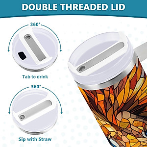 Slewiaeky Cartoon Lion Spring 40 oz Tumbler with Handle Straw and Lid Wild Stainless Steel Vacuum Insulated Reusable Water Bottle Glasses Travel Mug Thermal Cup for Home Office Car
