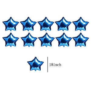 10pcs Star Shape Foil Mylar Helium Balloon 18" Balloon Birthday Party Decoration Foil Balloons,Wedding,Baby Shower Decor - Blue